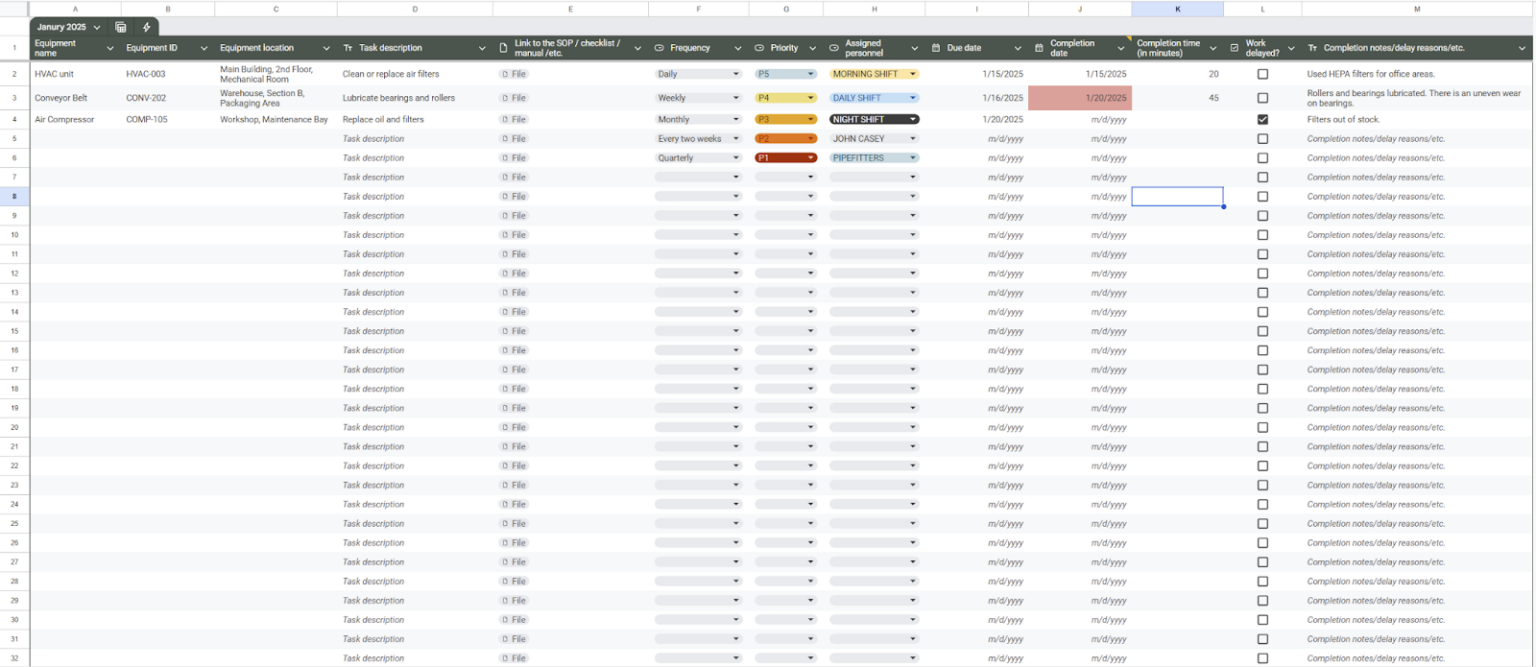 Free Preventive Maintenance Schedule Templates | Sockeye Technologies